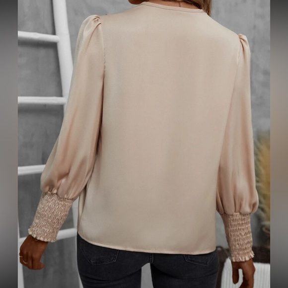 Tops | Luxe Puff Sleeve Shirred Cuff Top | Poshmark